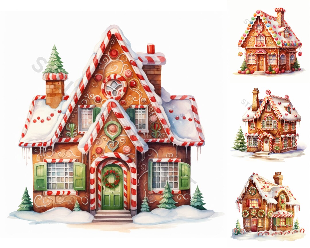 Watercolor Gingerbread House - 8 High Quality Pngs - Digital Download ...