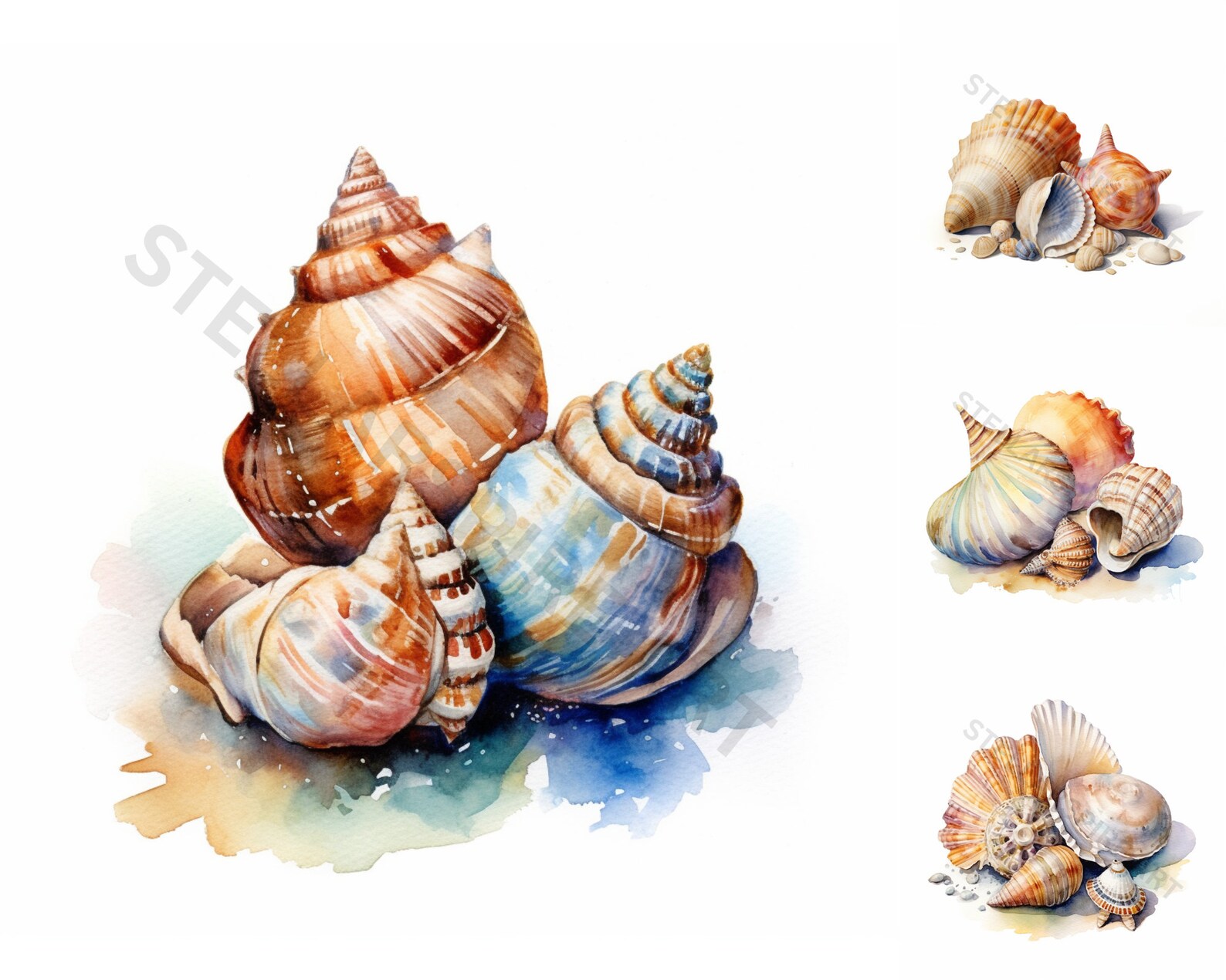 Watercolor Seashells Clipart - 8 High Quality Pngs - Digital Download ...