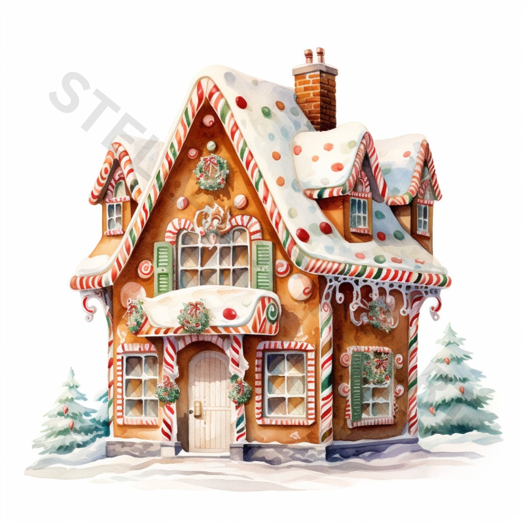 Watercolor Gingerbread House - 8 High Quality Pngs - Digital Download ...