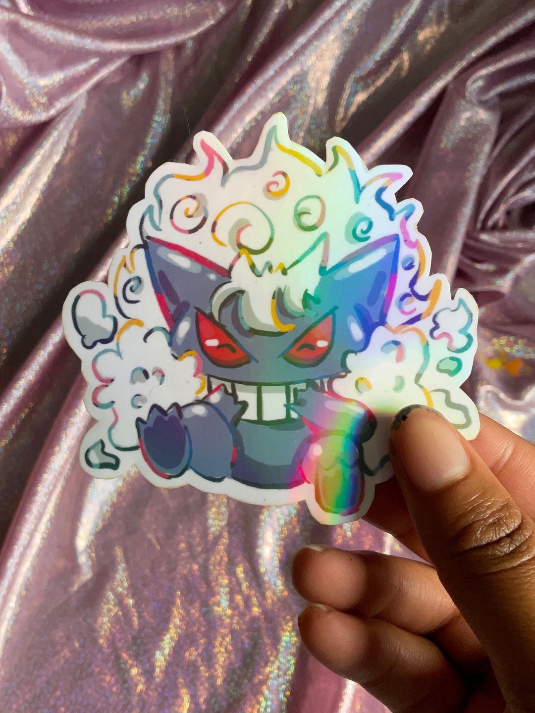 Poke Ghost Gear 5, Poison Ghost, Poke Art, Gift, Holographic Sticker - Etsy