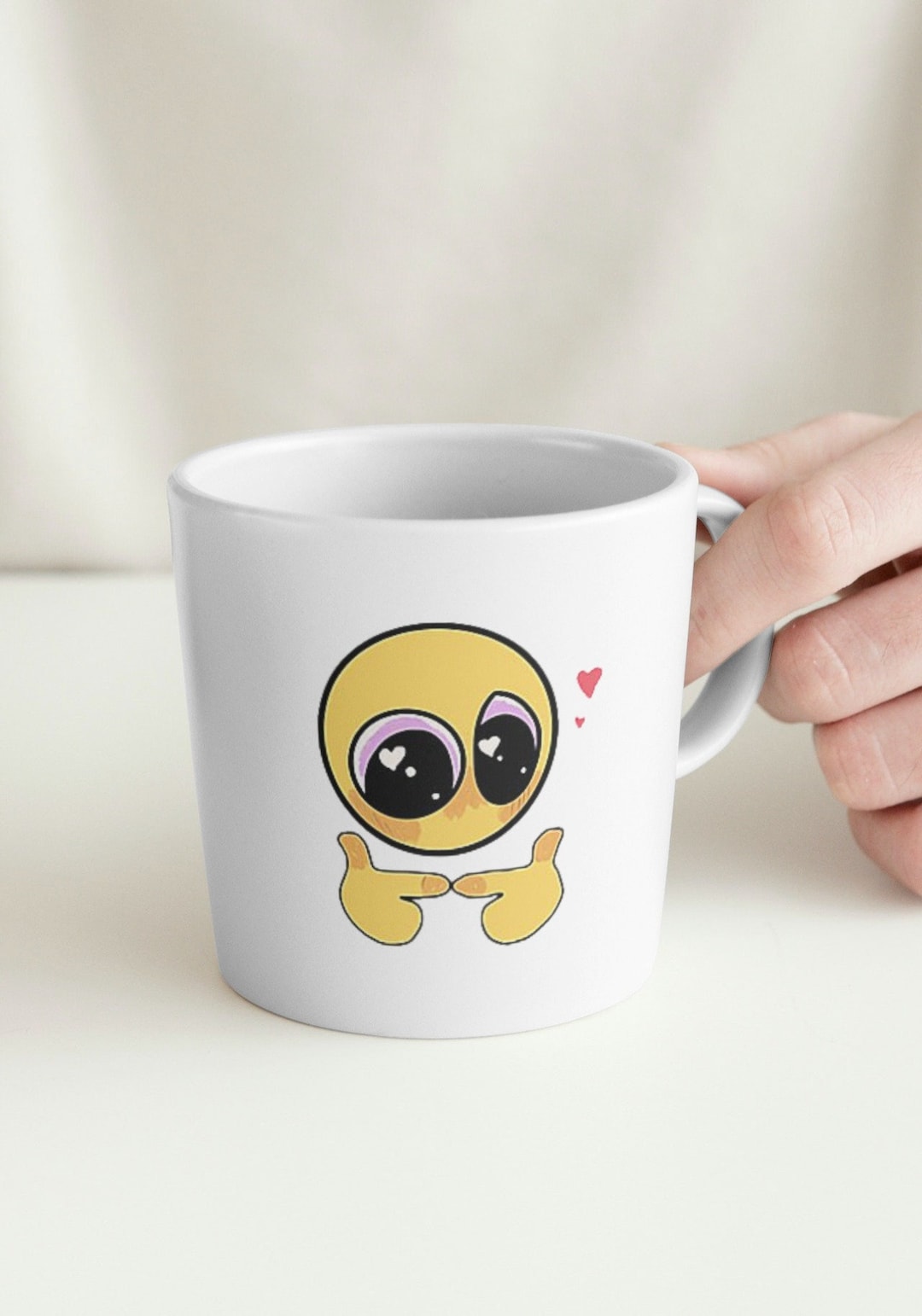 UWU Emoji Mug / Shy Emoji Mug With Pointing Fingers / Cute Mug - Etsy