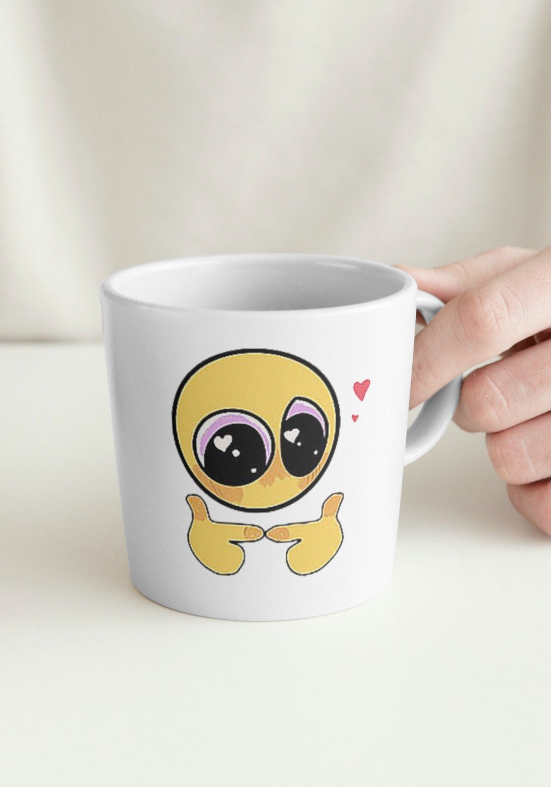 UWU Emoji mug / Shy Emoji Mug con dedos apuntando / Cute mug / Anime ...