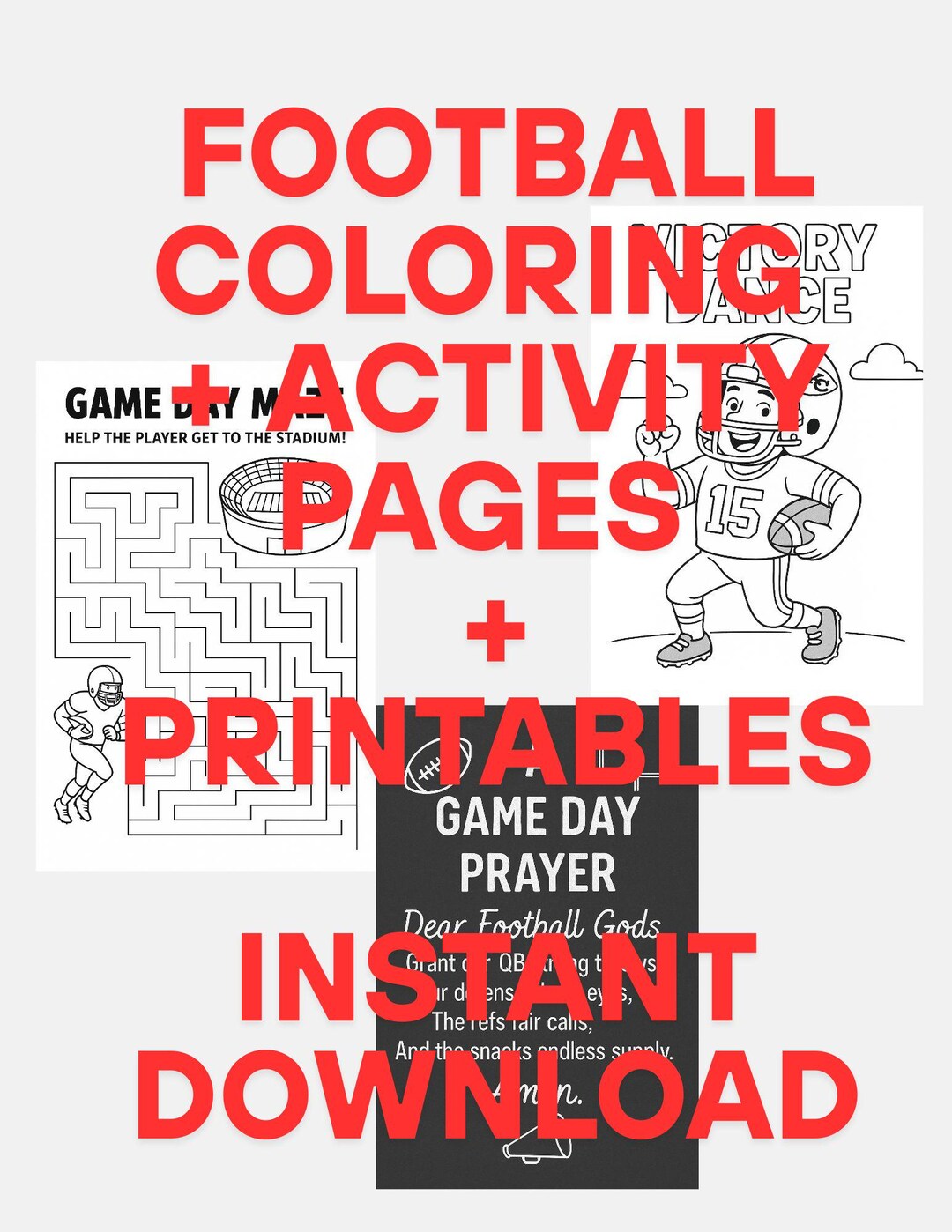 Game Day Fun Activity Book – 10 Printable Pages | Football Coloring ...