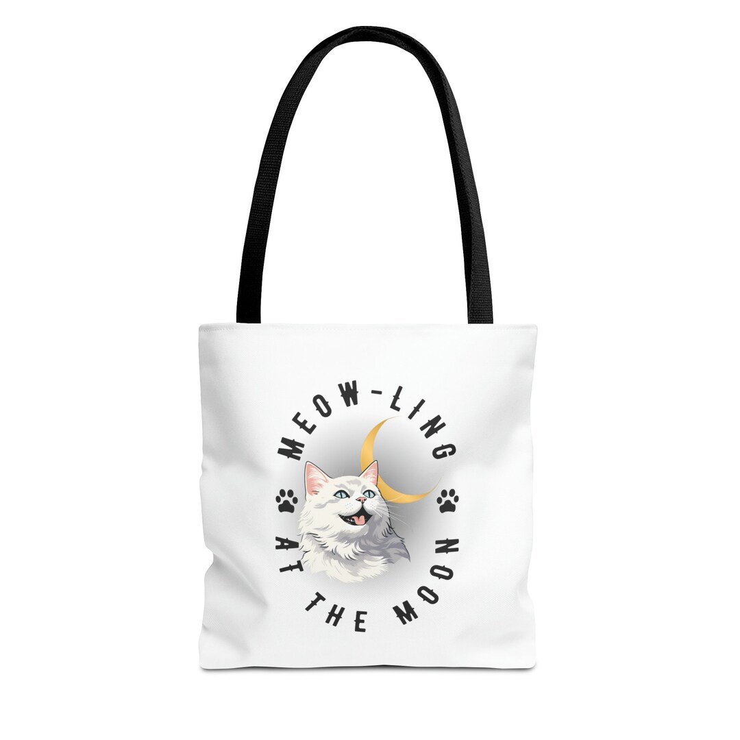 Meow-ling at the Moon Tote Bag (AOP) - Etsy