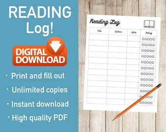 Printable Reading List Book Journal Track Books Read, TBR List, Ratings ...