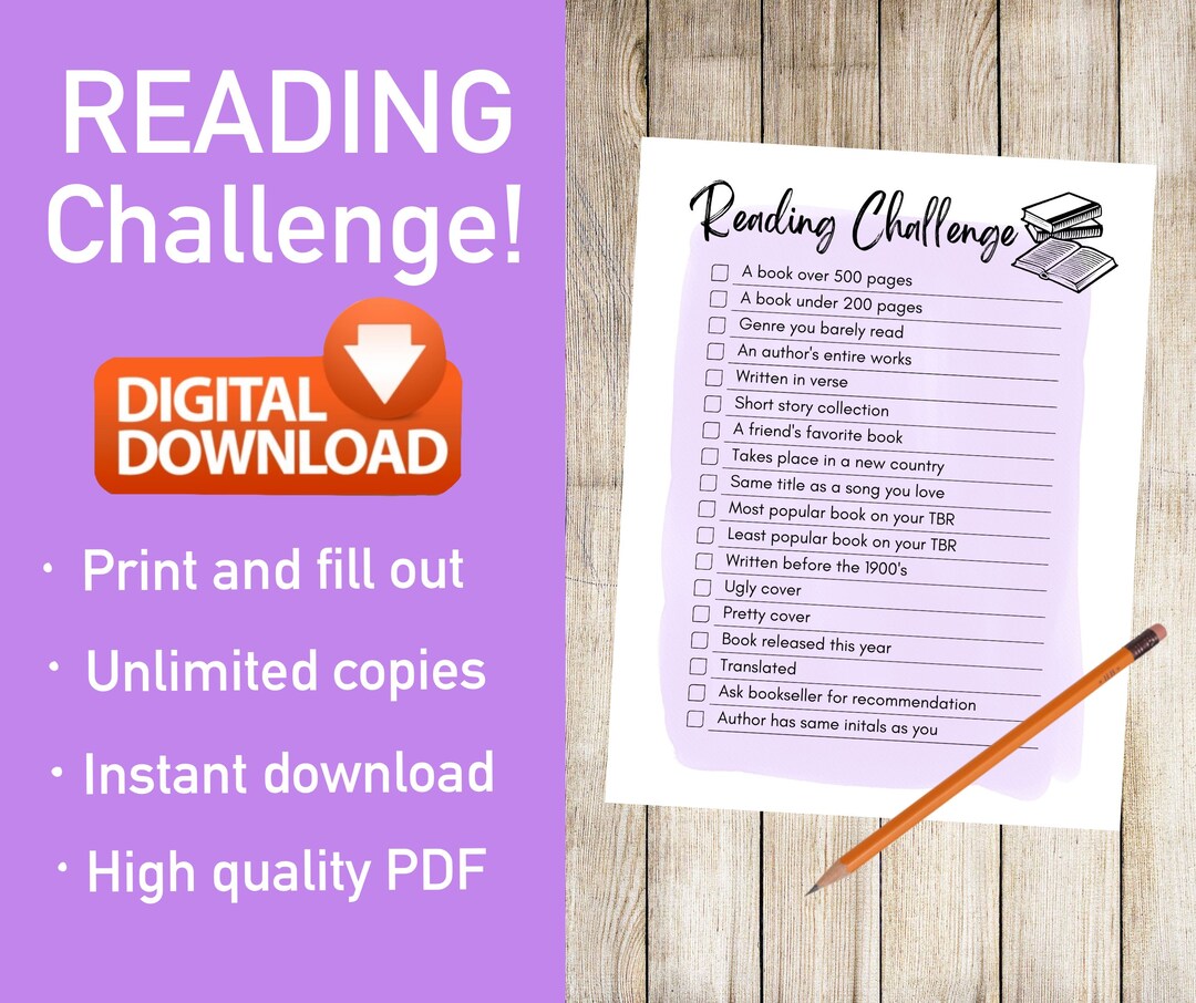 Reading Challenge | DOWNLOAD + PRINT - Etsy