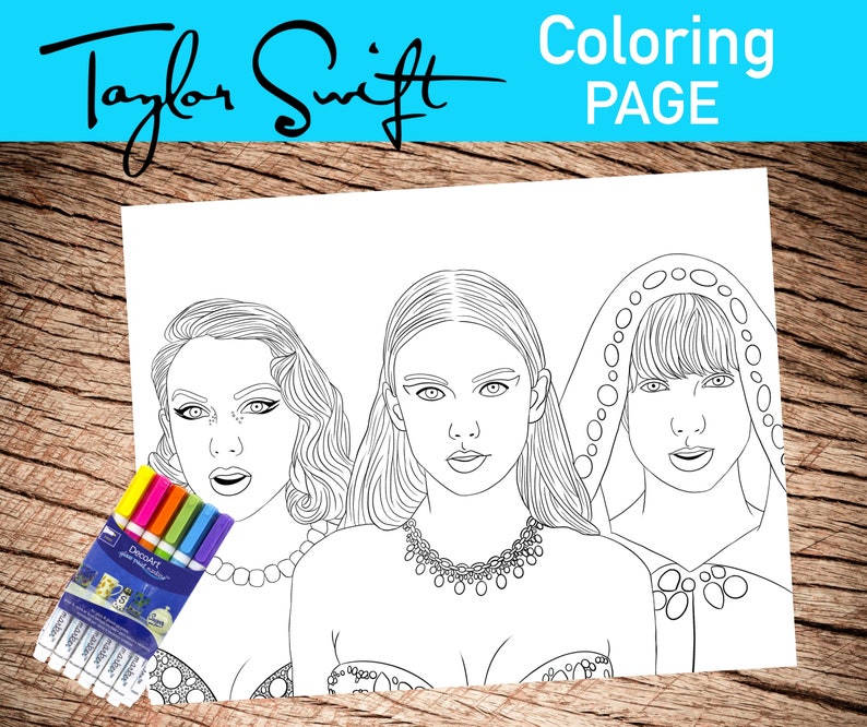 Taylor Swift Coloring Page - Etsy