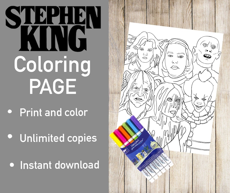 Stephen King Coloring Book Page - Etsy