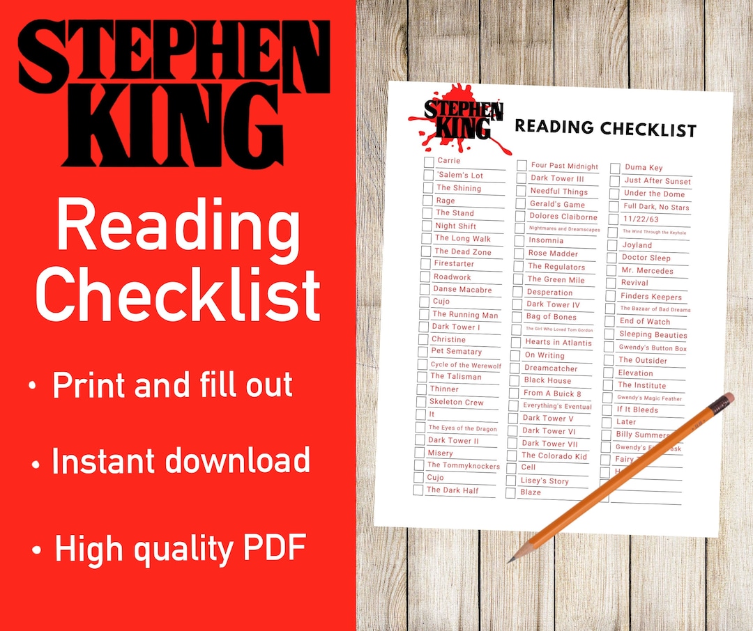 Stephen King Reading Checklist DIGITAL DOWNLOAD - Etsy Stephen King Reading Checklist DIGITAL DOWNLOAD - Etsy