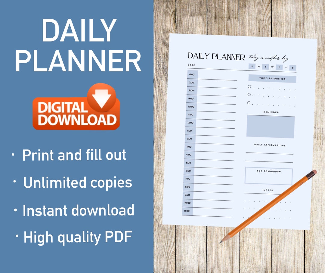 Printable Daily Planner | REUSABLE - Etsy