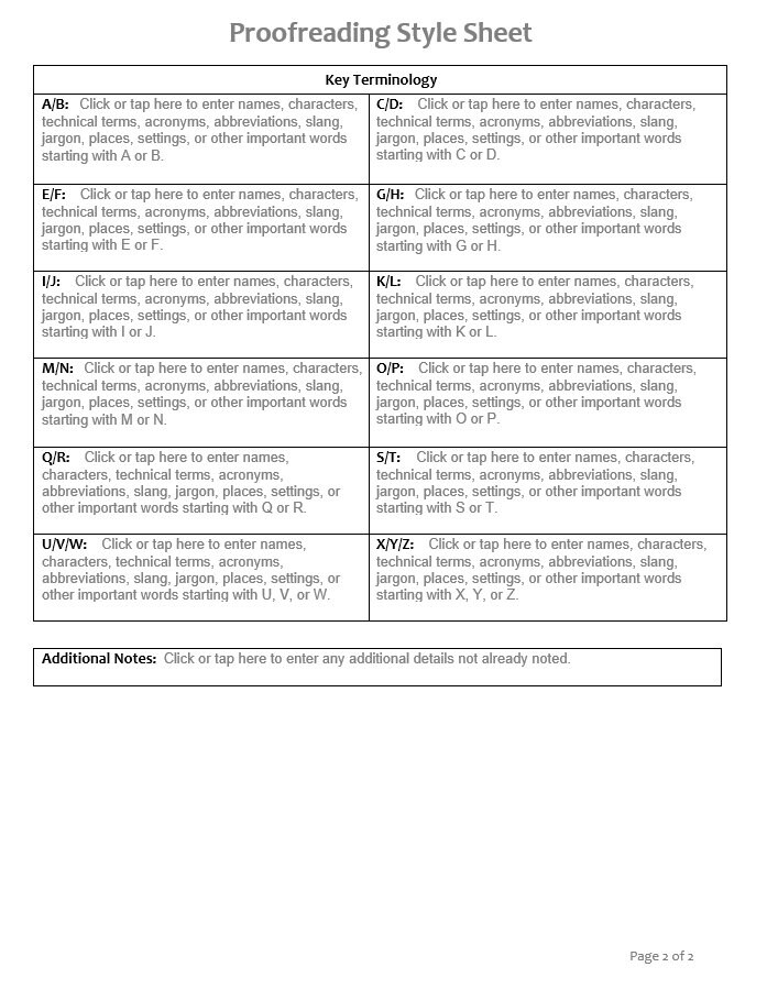 Proofreading Style Sheet - Etsy