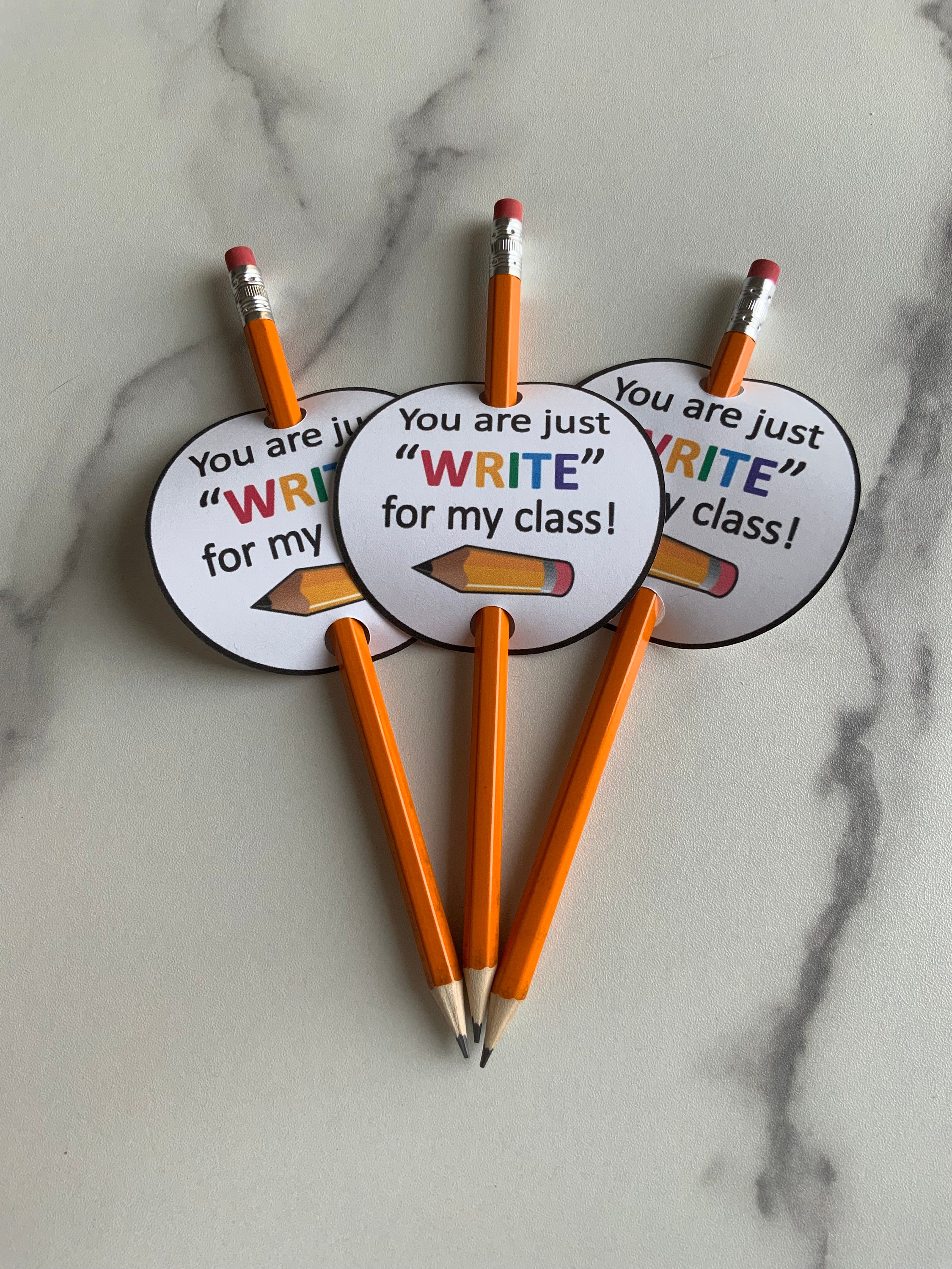 Pencil Tags TAGS ONLY Set of 30 You Are Just WRITE for My Class Student ...