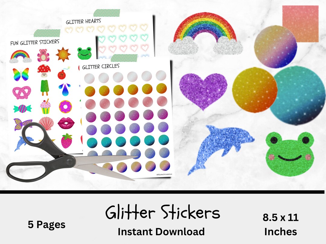 Printable Glitter Stickers for DIY Projects and Notebooks - Etsy