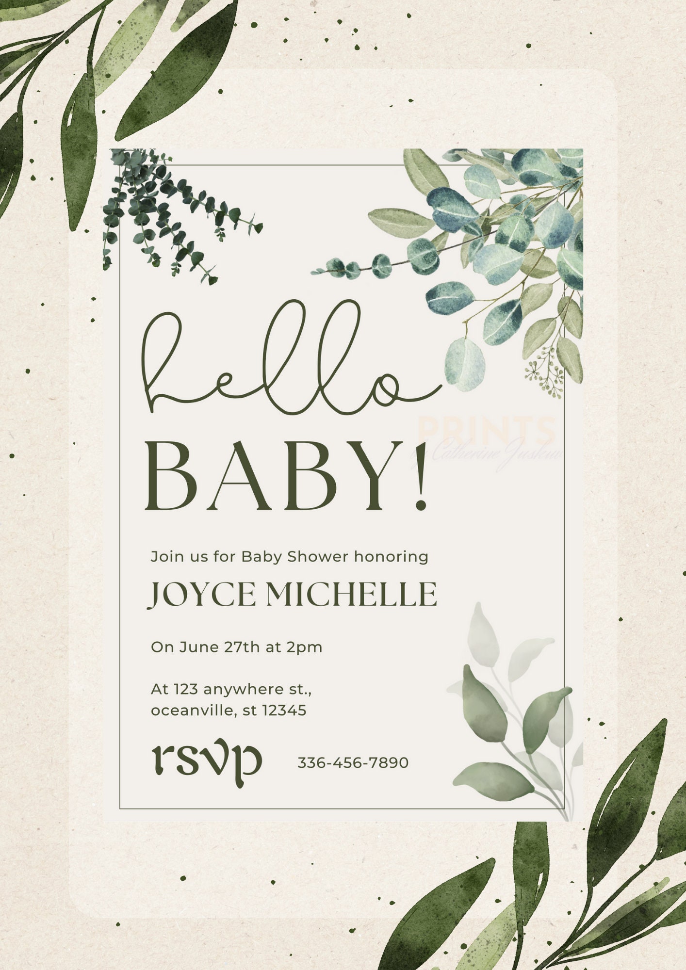 Personalized Digital Print Baby Shower Invitation, Custom Baby Shower ...