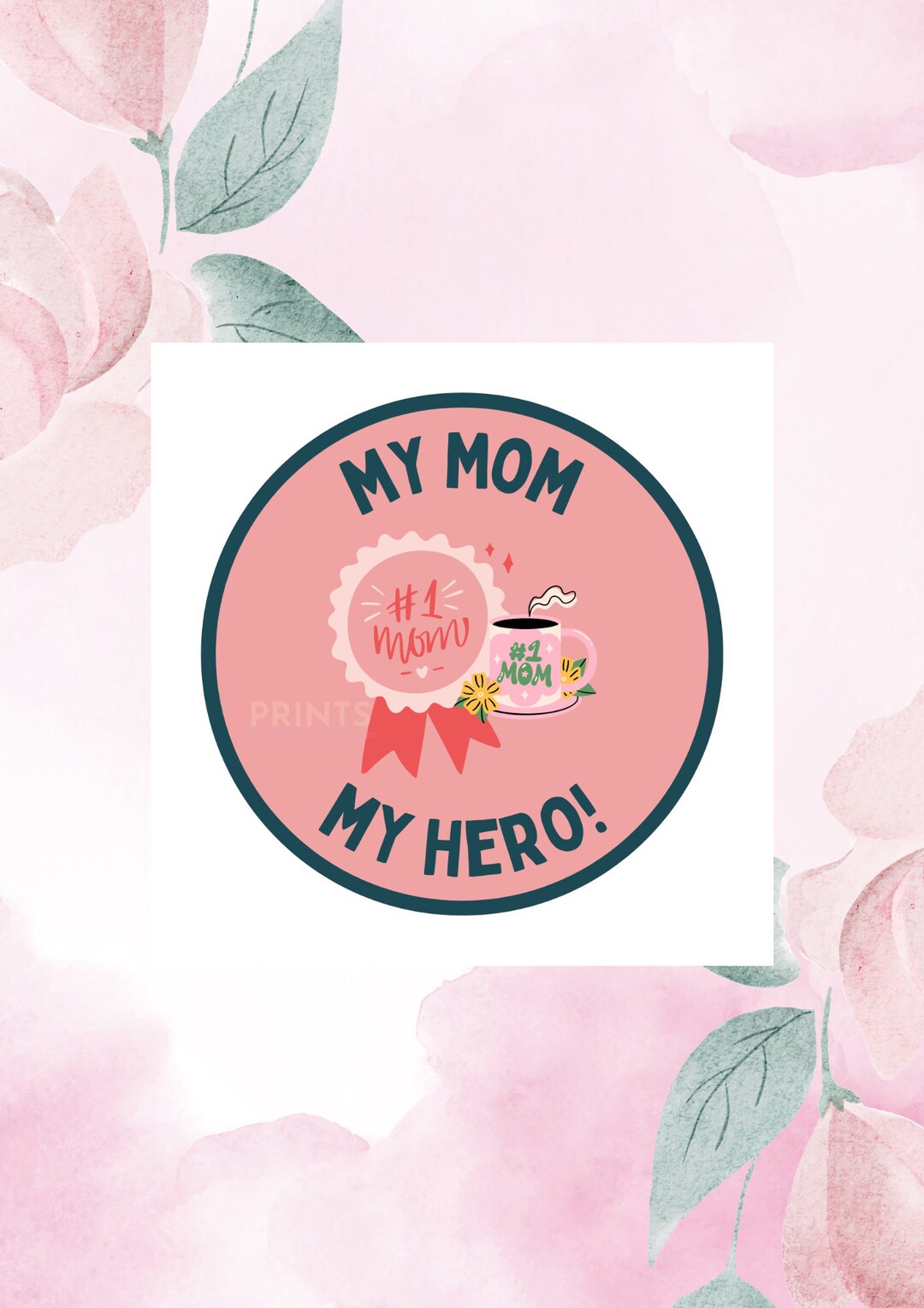 My Mom My Hero! Digital Sticker Template, Personalized Digital Sticker ...