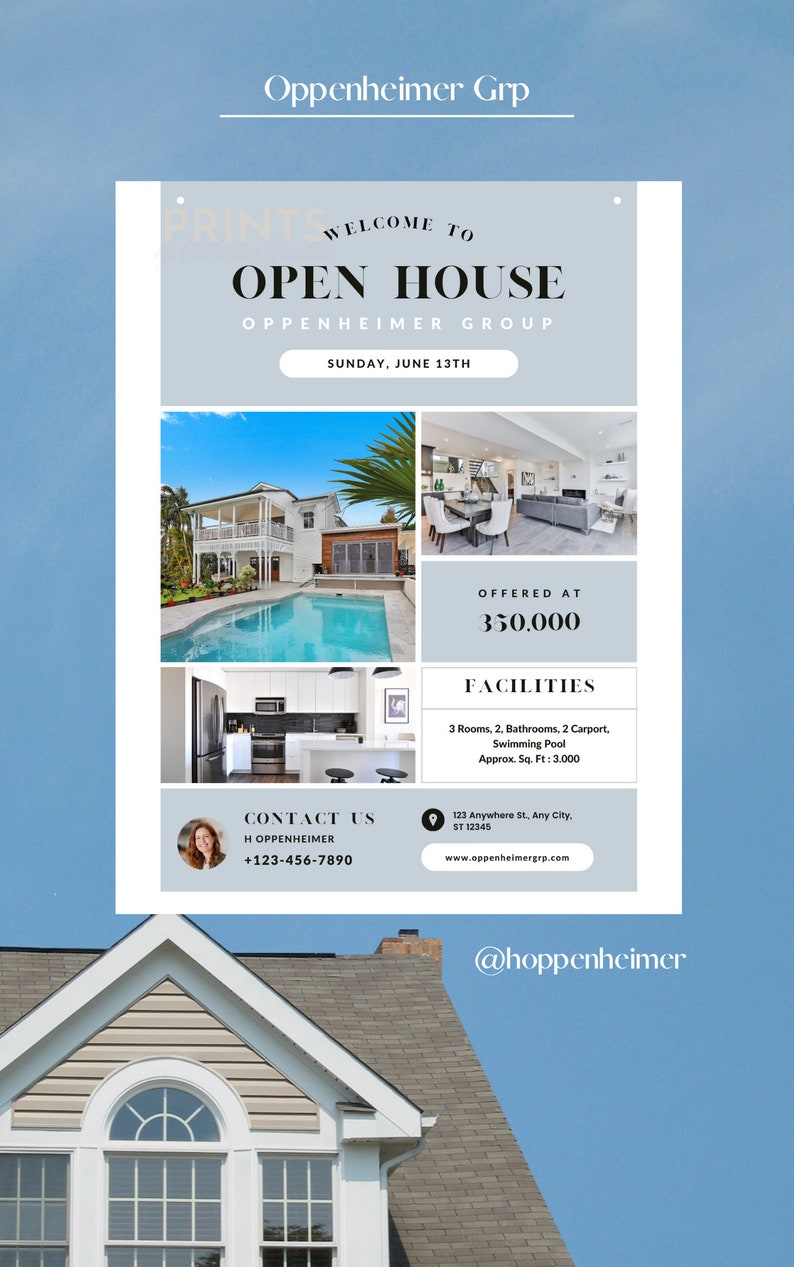 Personalized Real Estate Open House Flyer Digital Print, Custom Real ...