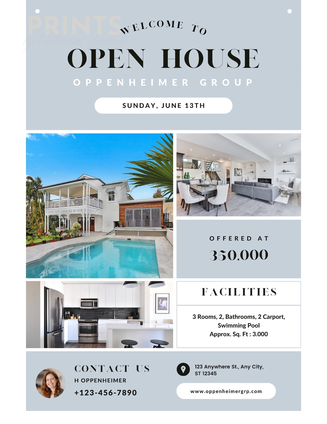 Personalized Real Estate Open House Flyer Digital Print, Custom Real ...