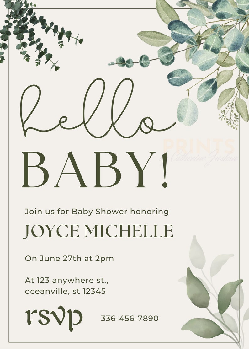 Personalized Digital Print Baby Shower Invitation, Custom Baby Shower ...