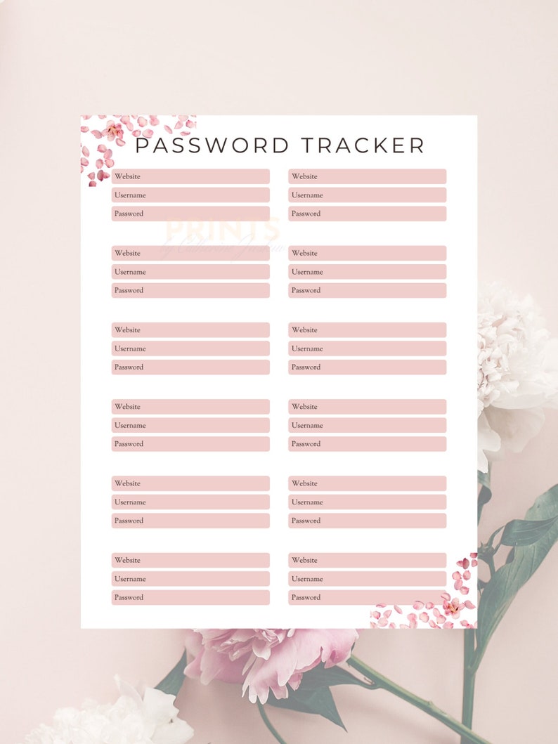Password Tracker Digital Print, Digital Tracker Printable, Digital ...