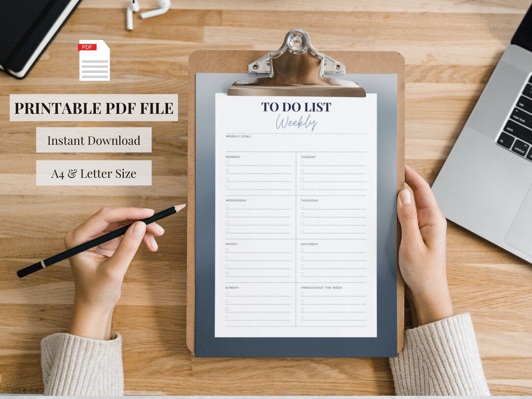 Weekly To-do List (serene Blue) | Printable PDF Planner | Calming ...