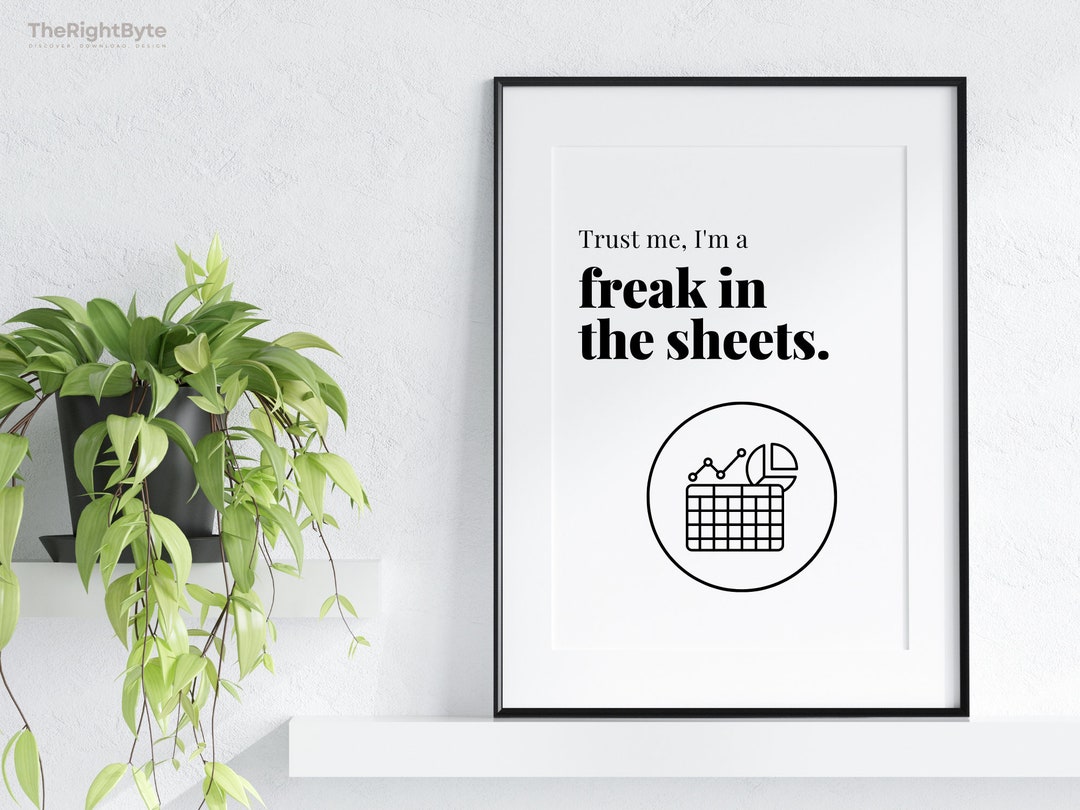 Freak in the Sheets Funny Excel Spreadsheet Office Art Gift or Decor ...
