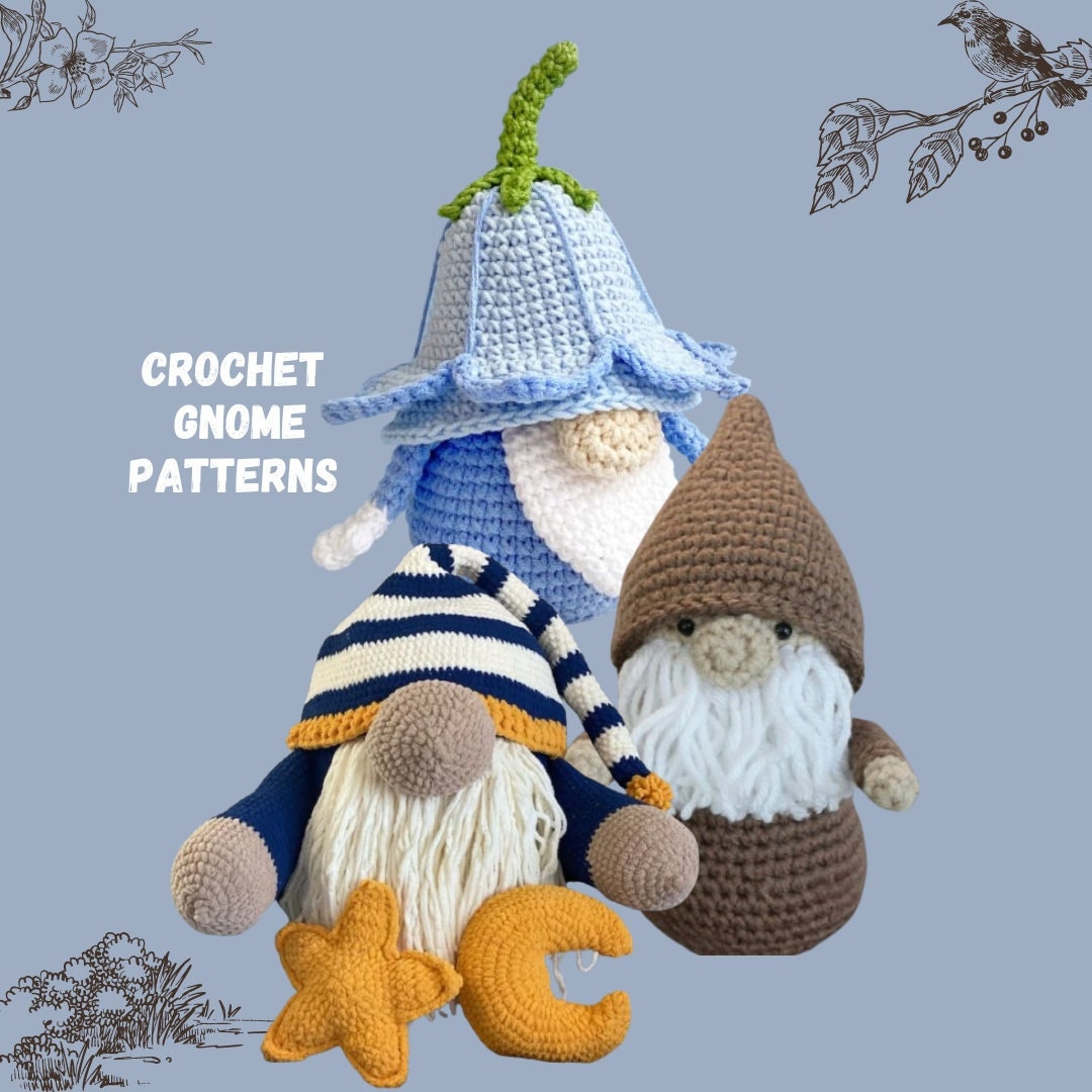 3 Crochet Patterns Gnome,bundle Crochet Patterns,gnomes Amigurumi ...