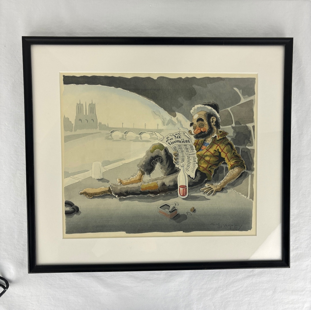 Vintage Lithograph Watercolor by Andre Marie D’arcy - Etsy