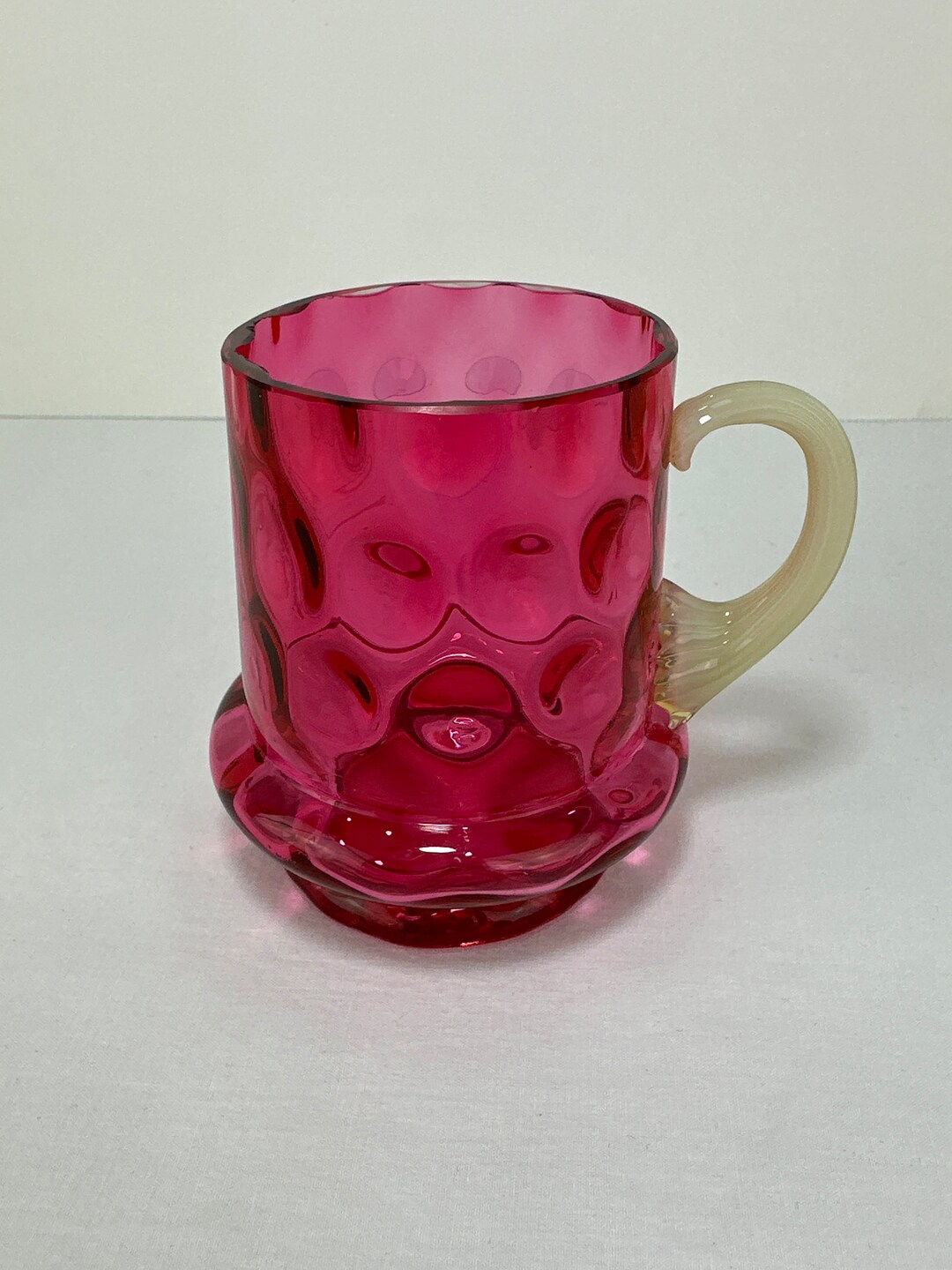 Inverted Thumbprint Cranberry Glass Mug Inscribed With the Name Ada - Etsy