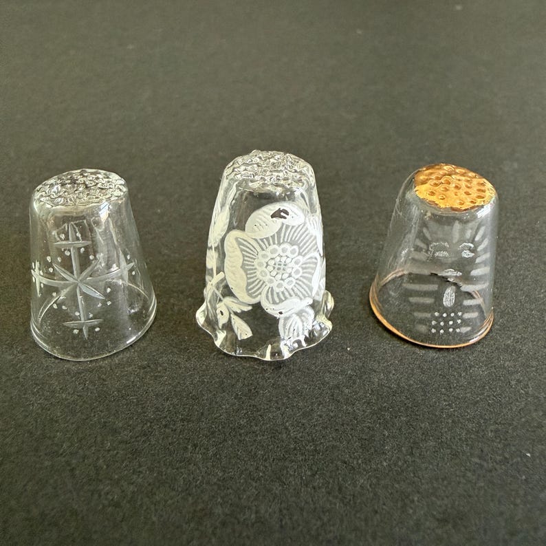 12 Vintage Clear Glass Decorative Thimbles - Etsy