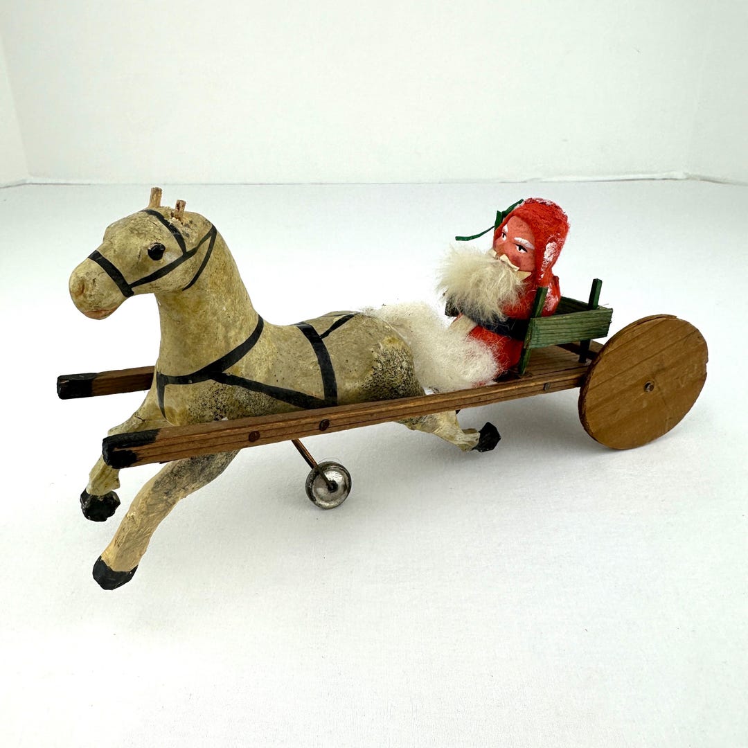 Antique German Santa and Horse Drawn Sleigh Pull Toy - Etsy