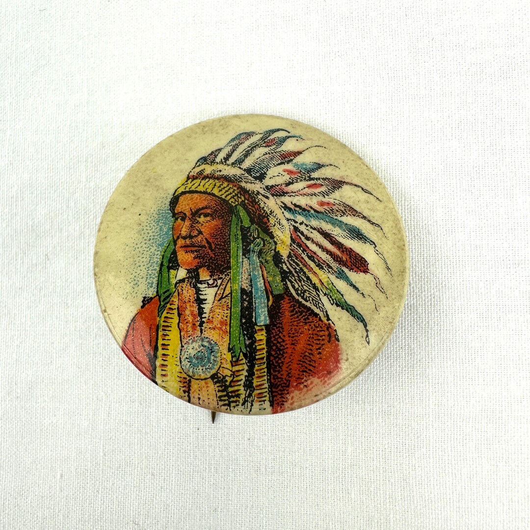 Antique Indian Chief Celluloid Pinback Button - Etsy