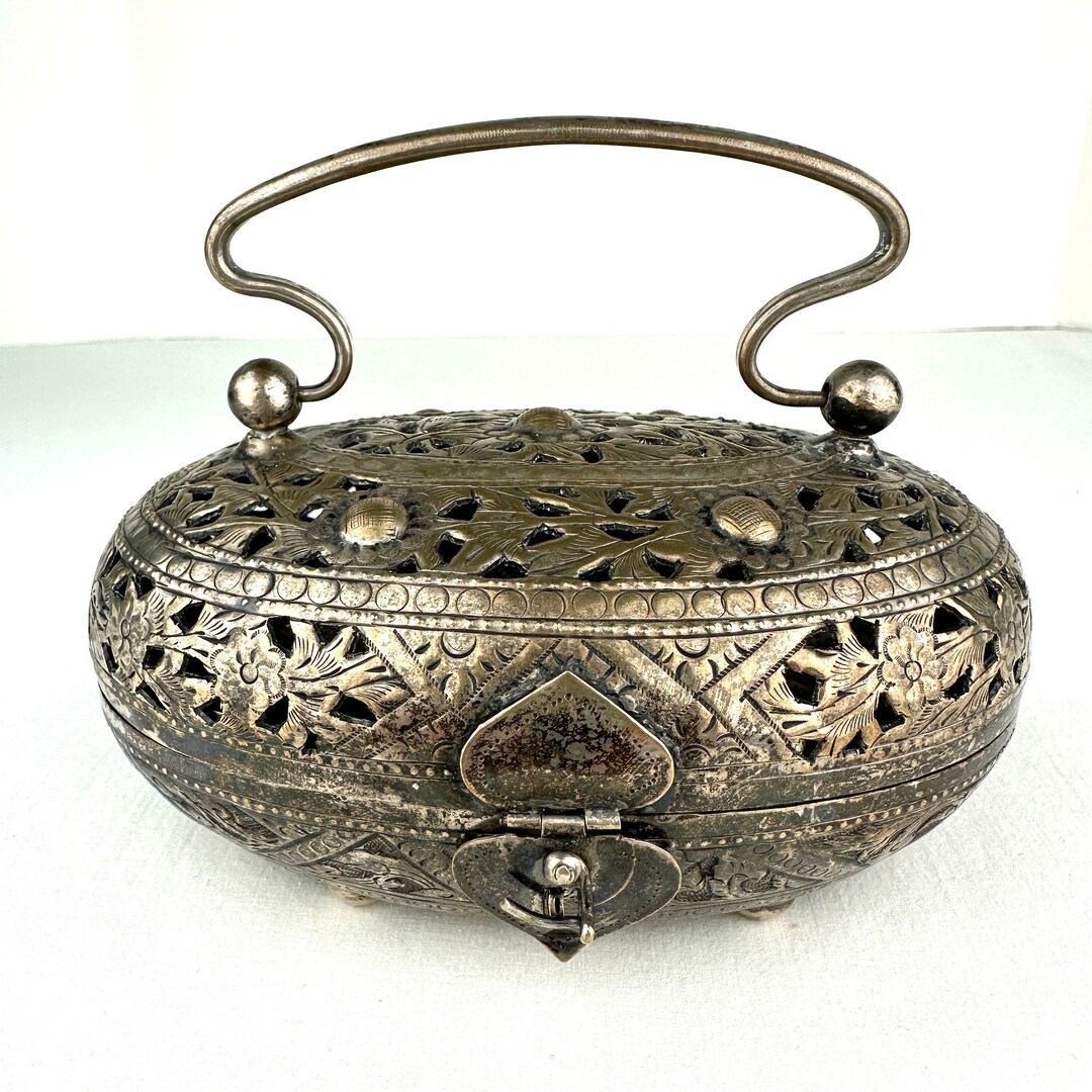 Vintage Asian Ornate Paktong Cricket Box - Etsy
