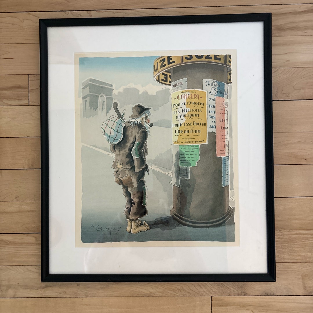 Vintage Lithograph Watercolor by Andre Marie D’arcy - Etsy