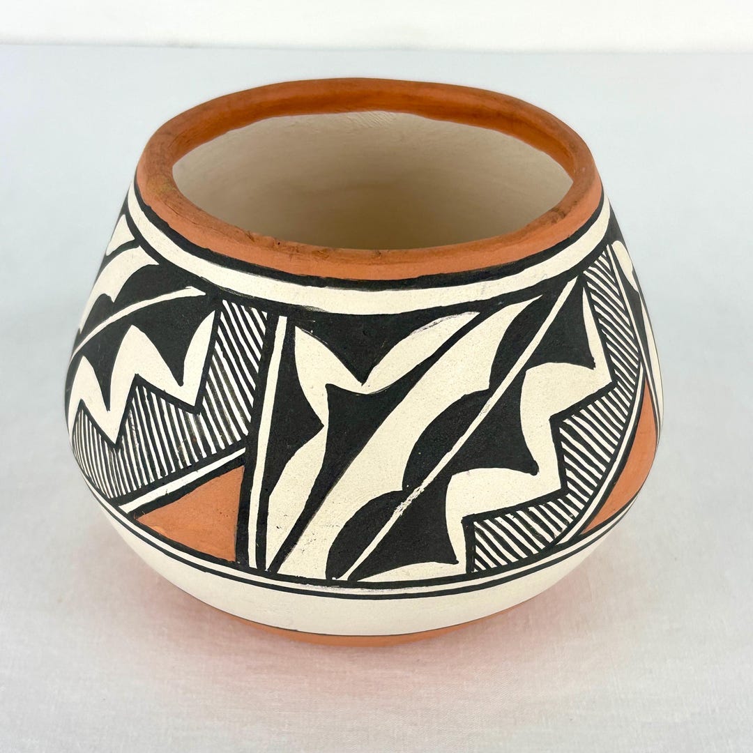 Vintage Isleta Polychrome Pottery Bowl by Lucy Jojola - Etsy