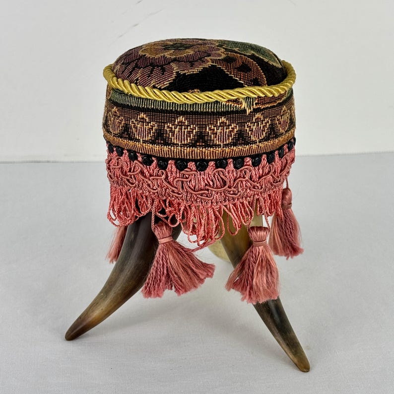 Antique Bovine Horn Folk Art Pin Cushion - Etsy