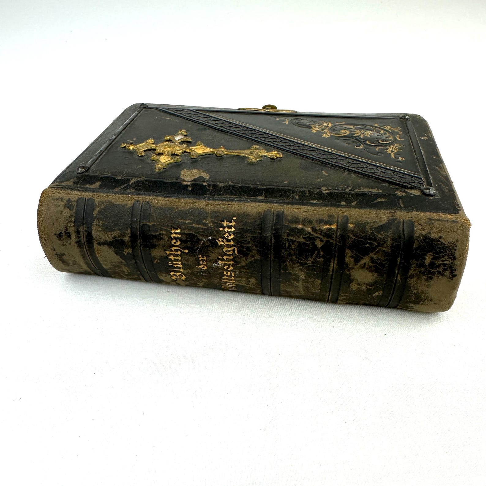 Antique German Prayer Book With Leather and Celluloid Cover and Gilt ...