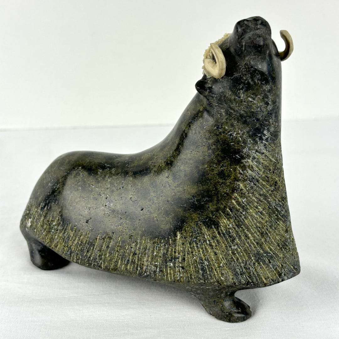 Vintage Stone Musk Ox Sculpture by Lucassie Kootoo - Etsy