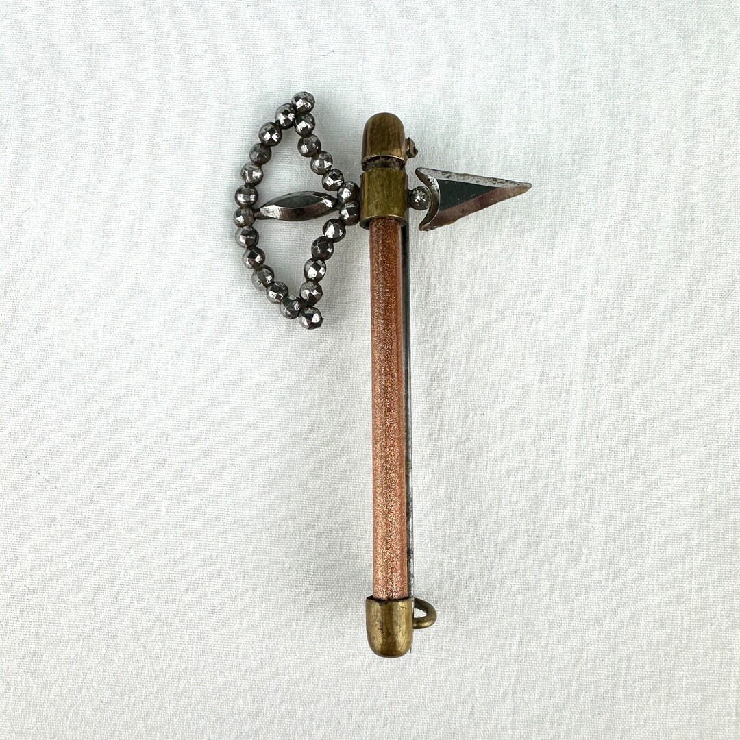 Antique Cut Steel and Goldstone Brooch - Etsy