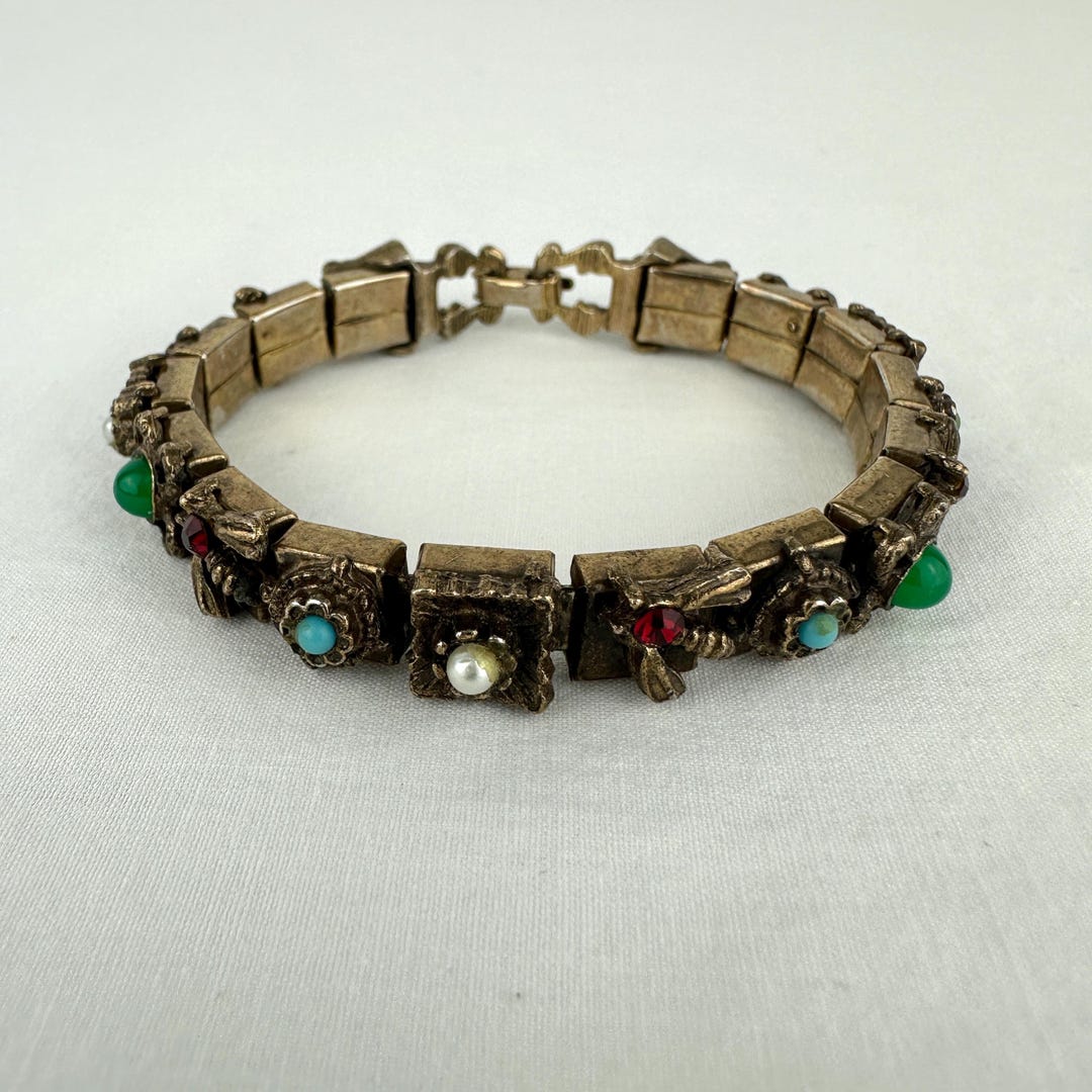 Vintage Faux Slide Chain Bracelet With Bee & Crown Slides - Etsy