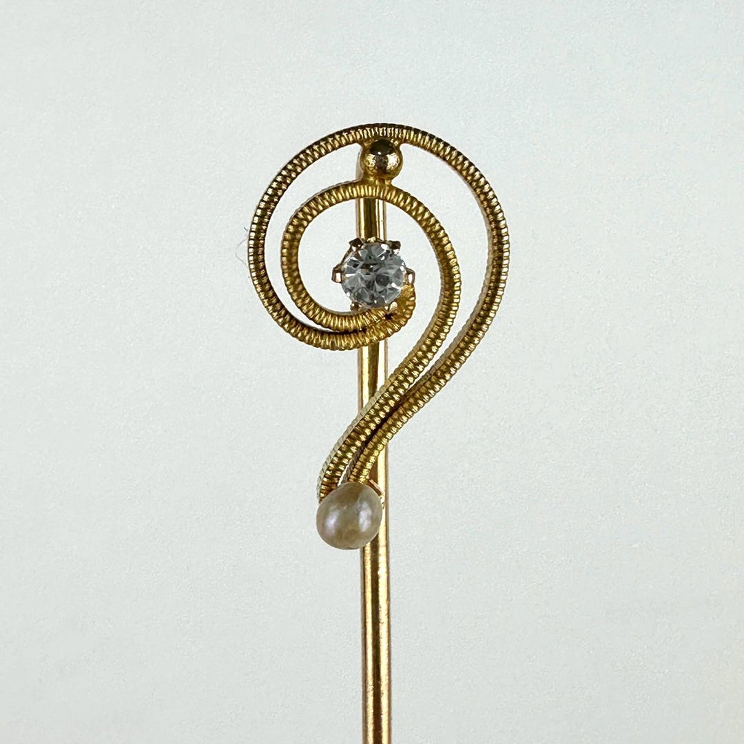 Antique 14k Gold European Cut Diamond Stick Pin - Etsy