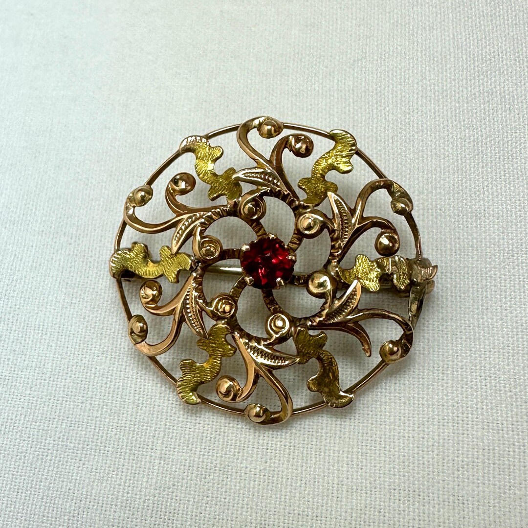Antique 14k Gold Ruby Pin - Etsy