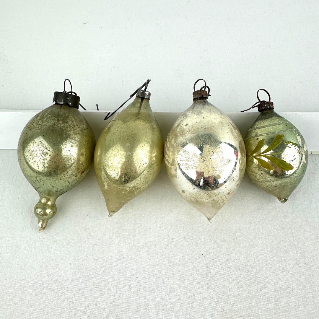 4 Silver and Gold Tear Drop Feather Tree Ornaments - 1 With Halley’s ...