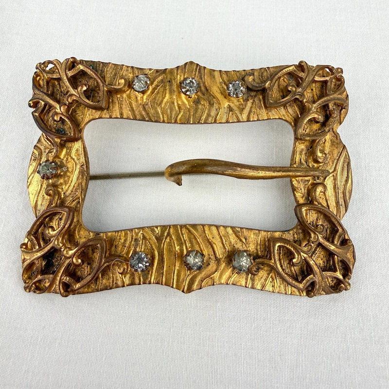 Antique Paste Buckle Pin - Etsy