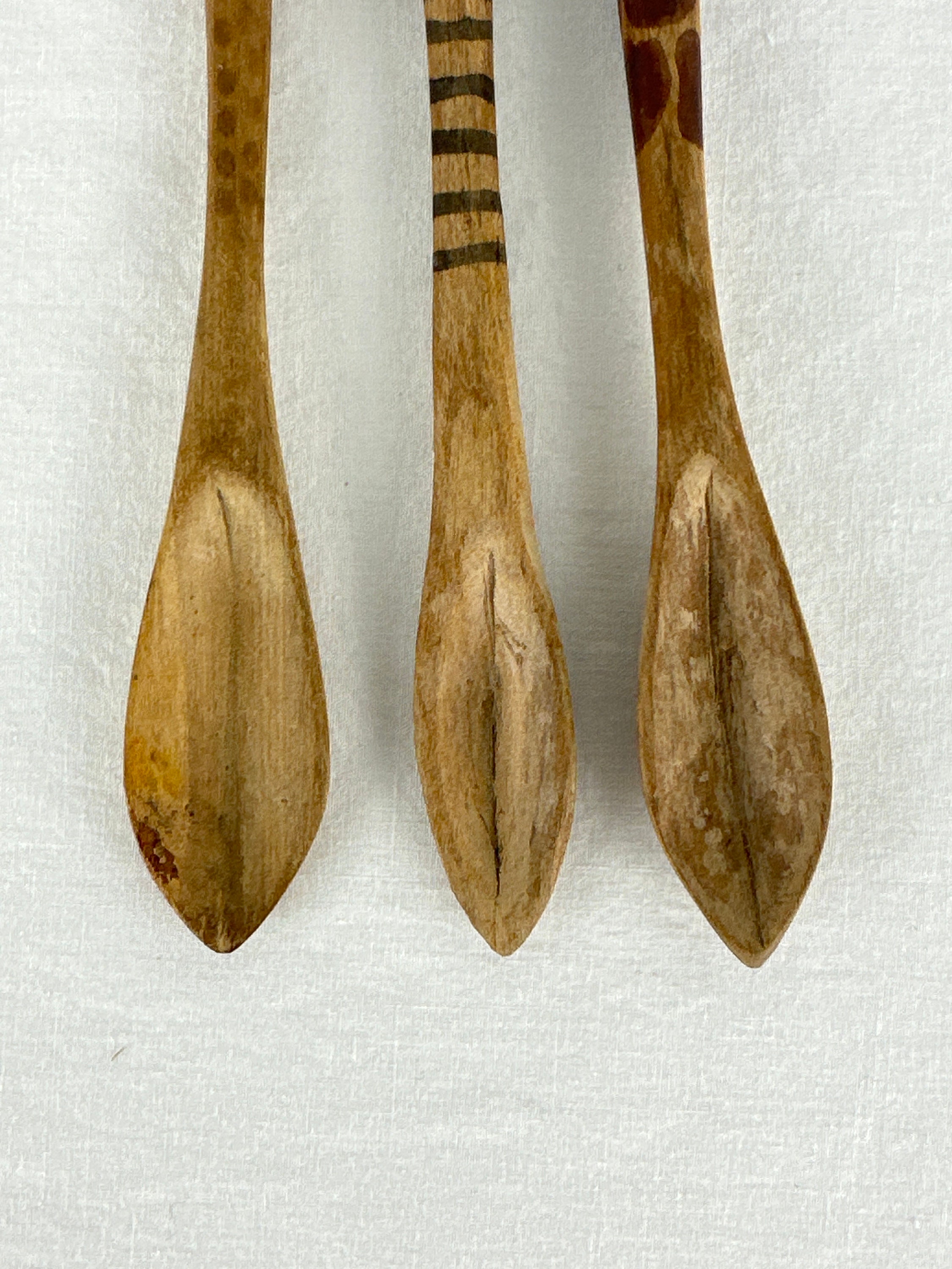 Hand Carved Wood Spoon Animals and Rhino Cake Topper - Etsy