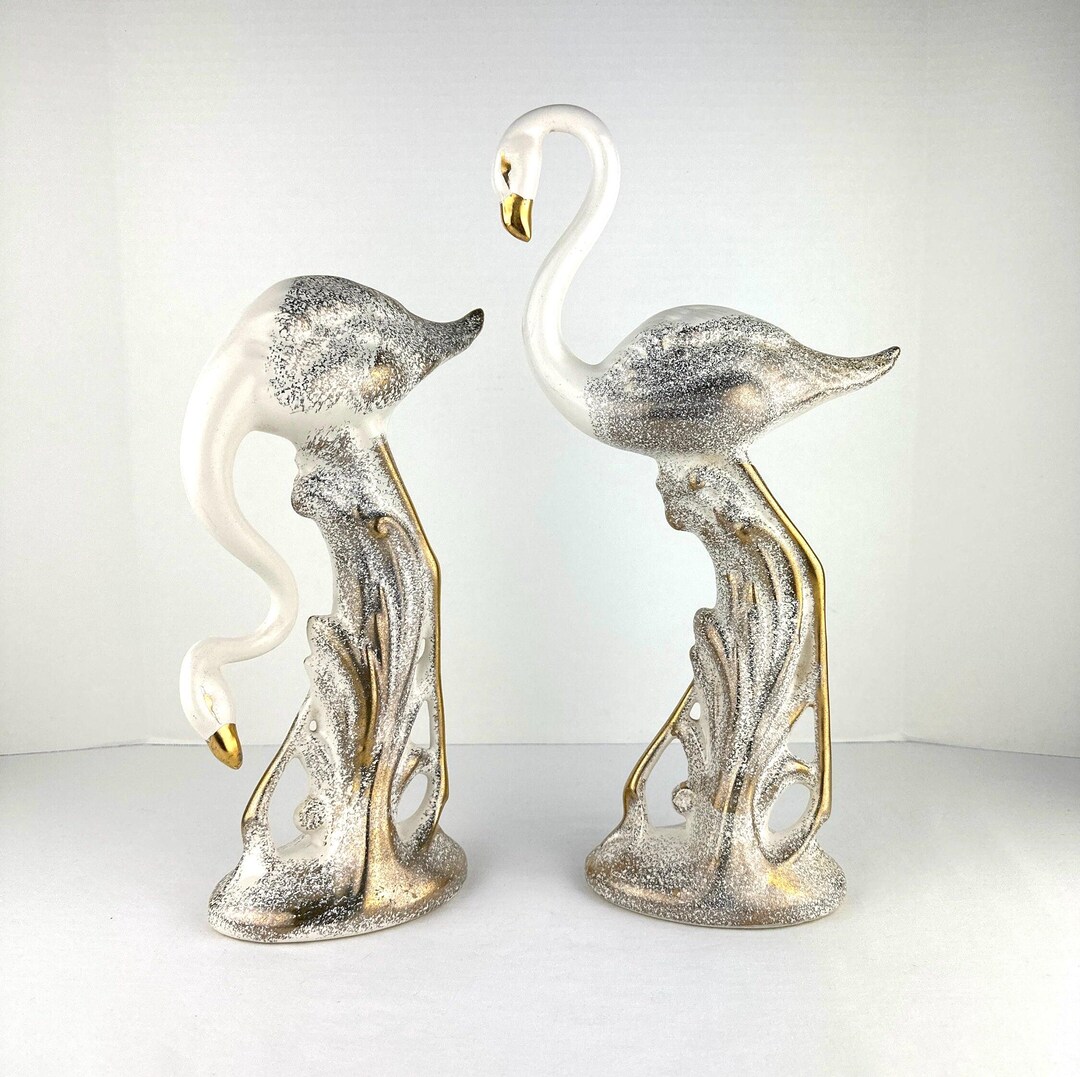 Rare Hollywood Regency Gilded Flamingos - Etsy