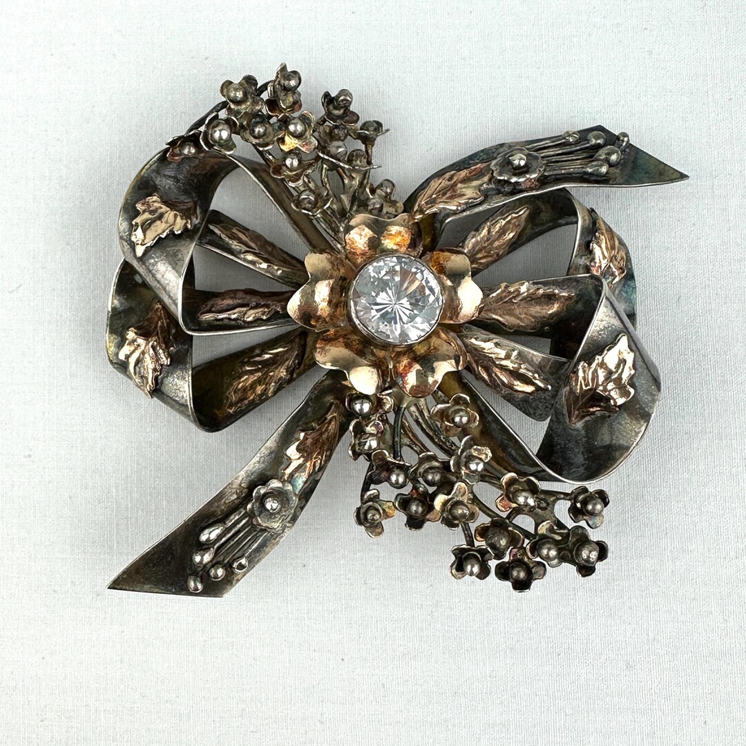 1940s Hobe Sterling Silver and 14K Gold Overlay Brooch - Etsy