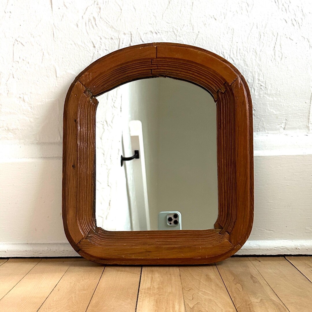 Antique Primitive Wood Framed Mirror - Etsy