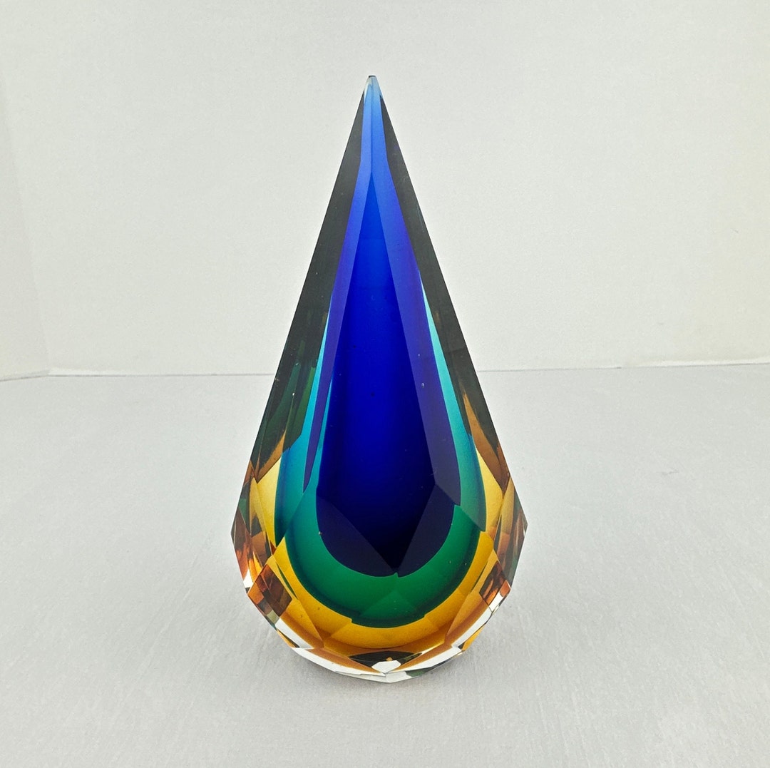Murano Sommerso Teardrop Paperweight by Mandruzzato - Etsy