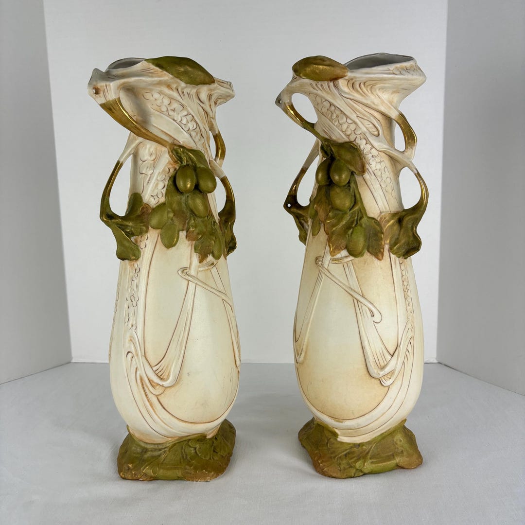 Pair of Art Nouveau Royal Dux Bohemia Mantle Vases - Etsy