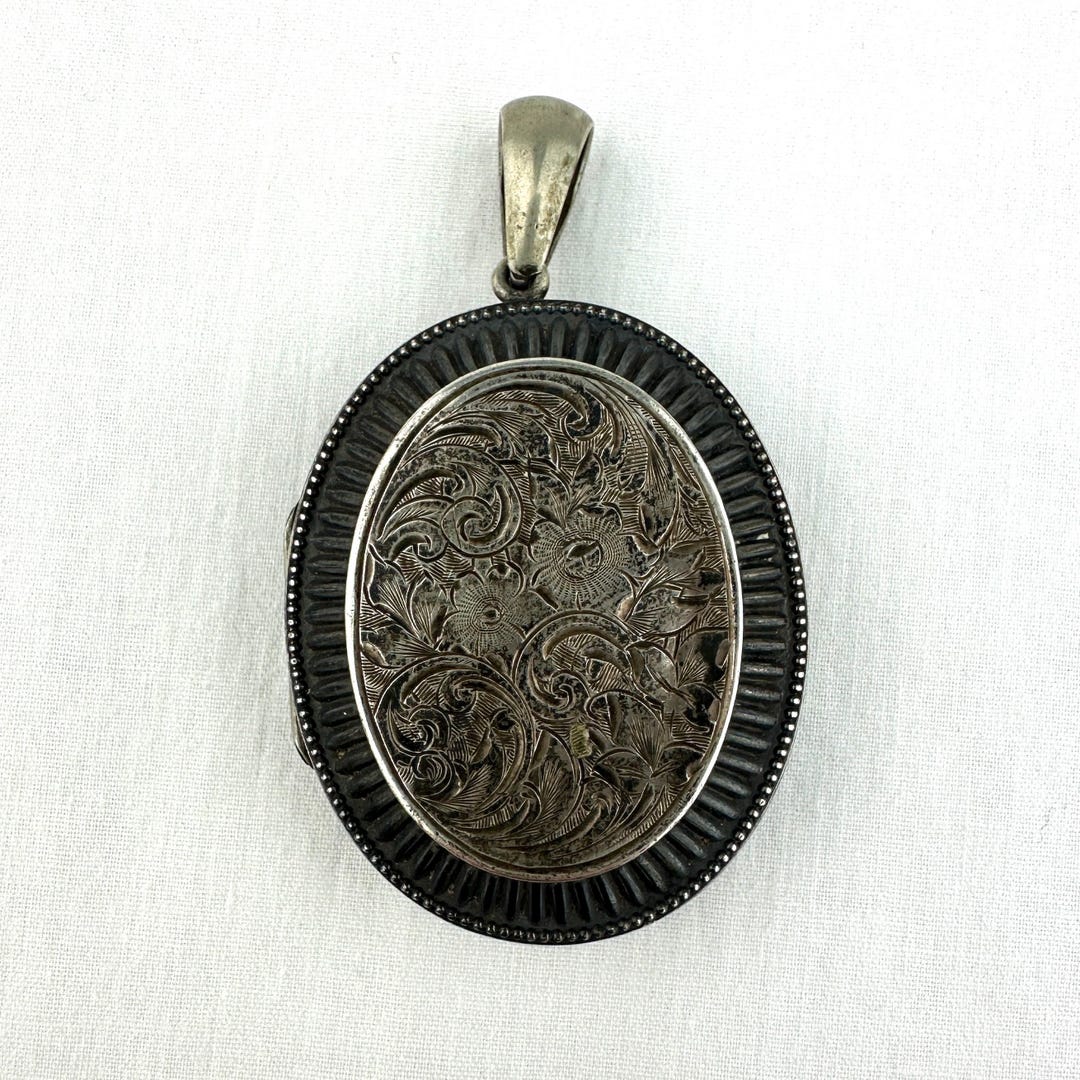 Victorian Silver Locket With Engraved Floral Design - Etsy